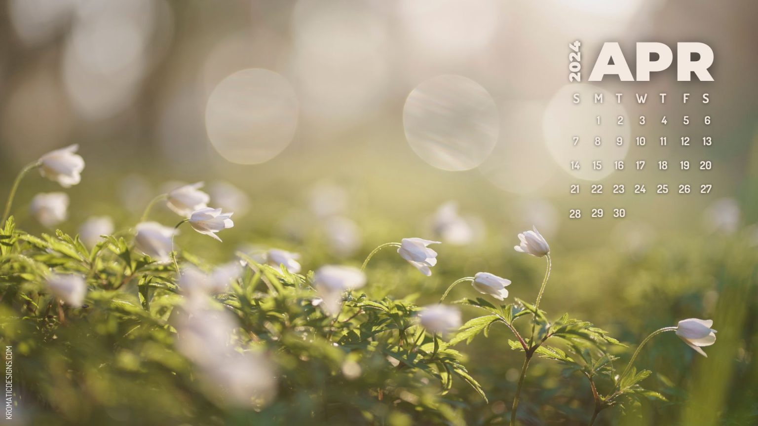 Free April 2024 Floral Desktop Calendar Wallpaper - Kromatic Design Studio