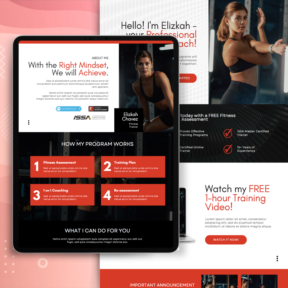Fitness Coach Canva Website Landing Page Template - Kromatic Design Studio